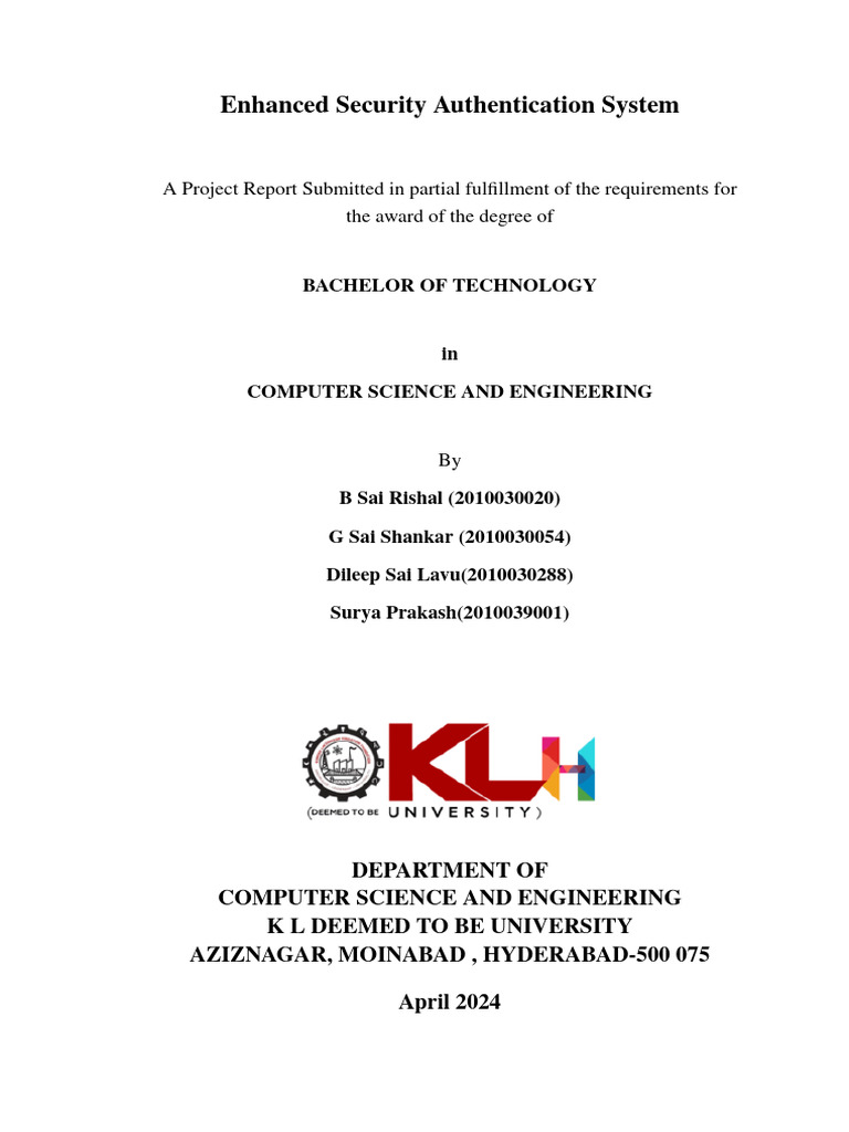 Capstone Project 2 Enhanced Security Authentication System | PDF ...