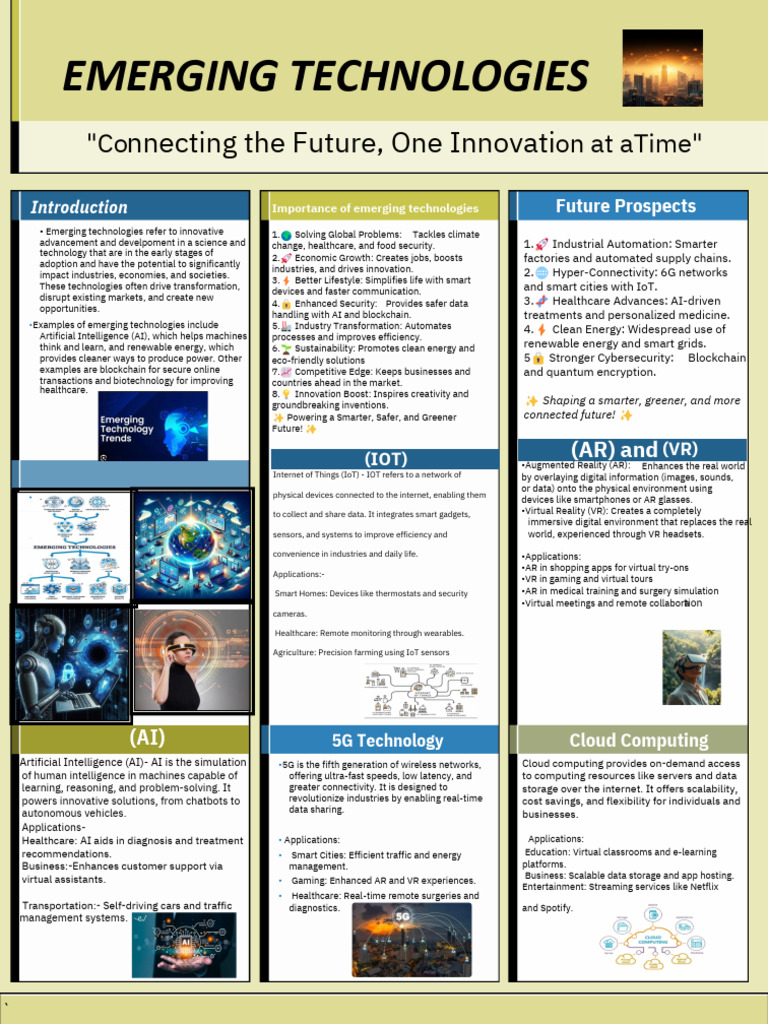 Poster On Emerging Technologies PDF | PDF | Internet Of Things | Virtual Reality