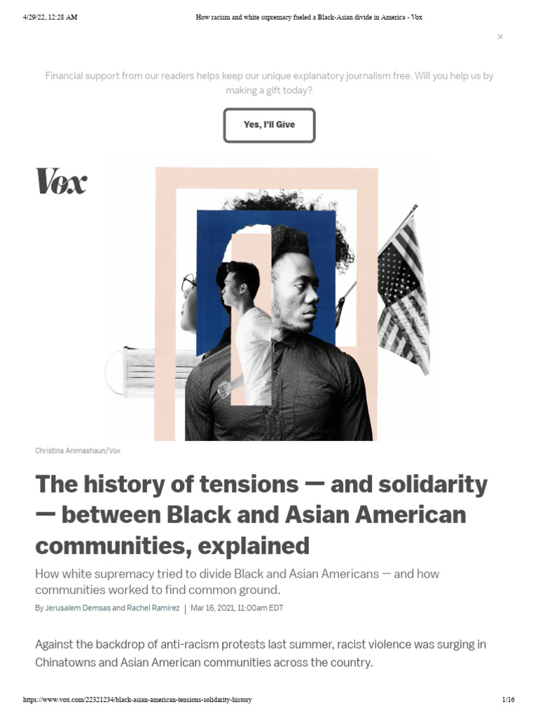How Racism and White Supremacy Fueled A Black-Asian Divide in America - Vox | PDF | Race (Human ...
