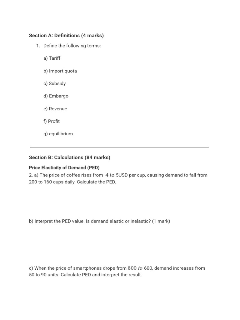 IGCSE Economics Worksheets & Answers | PDF