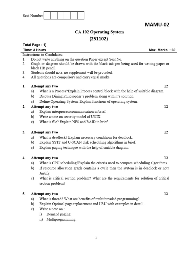 CA 102 Operating System | PDF | Process (Computing) | Operating System