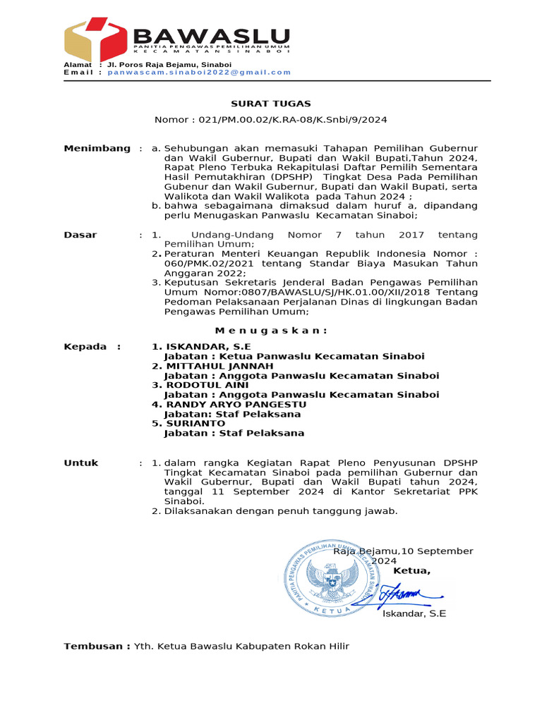 SPT Panwas Pleno 21 | PDF