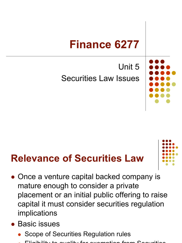 Understanding Securities Law and Markets | PDF | Sec Rule 10b 5 ...