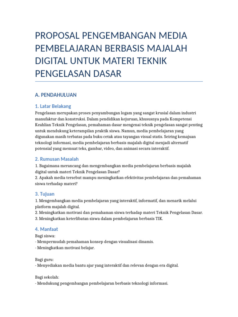 Proposal Majalah Digital Teknik Pengelasan Dasar | PDF