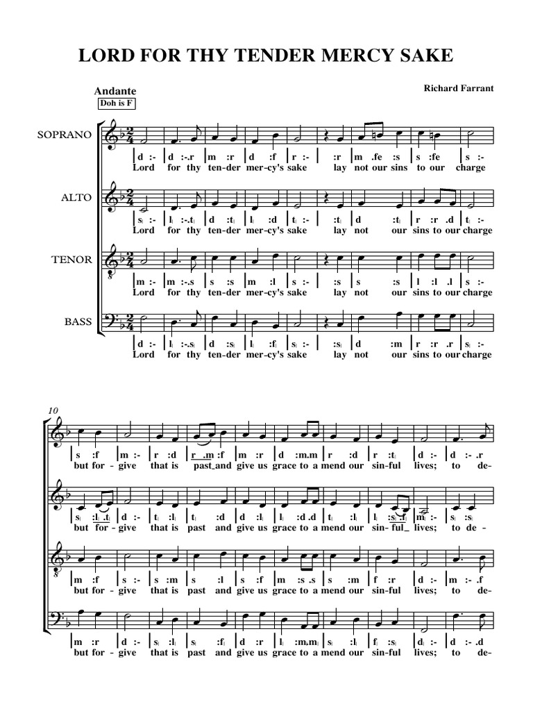 Lord for Thy Tender Mercy's Sake | PDF