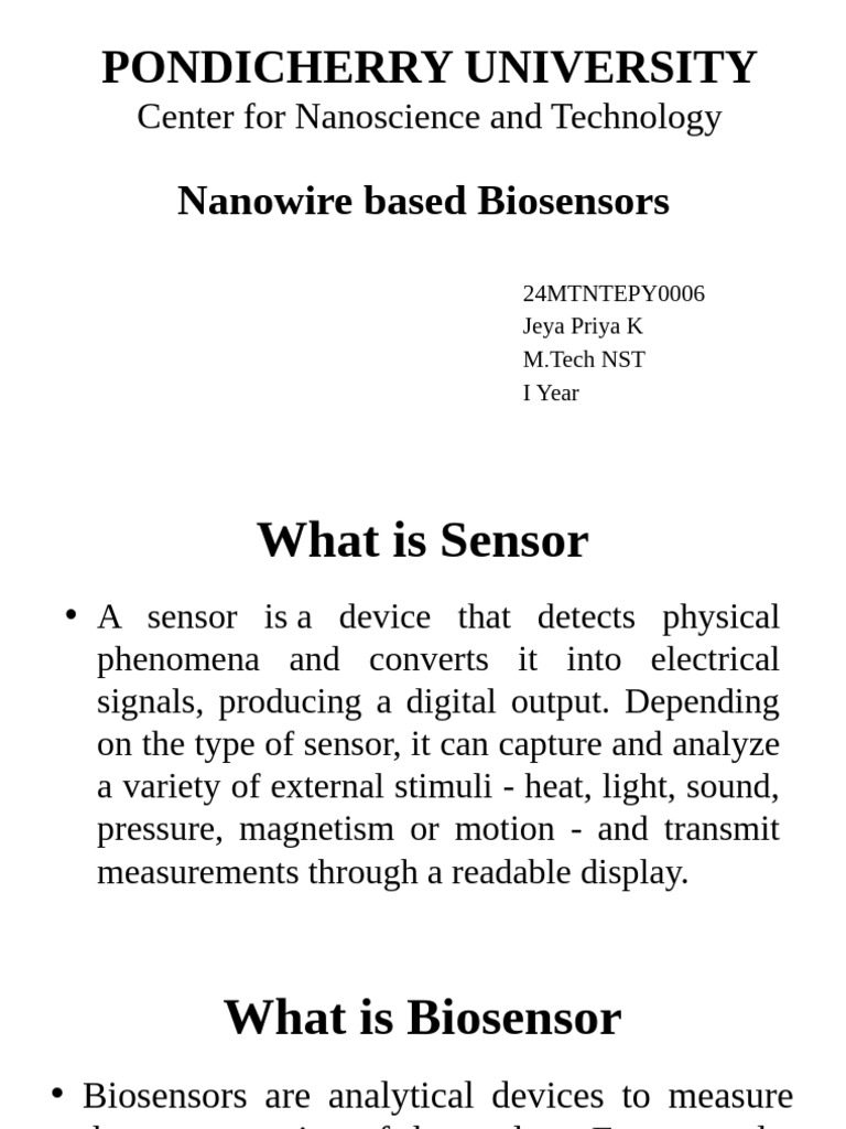 24MTNTEPY0006 NW Based Biosensor | PDF | Biosensor | Nanowire