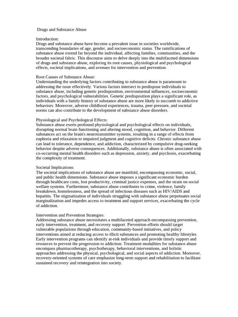 Drugs and Substance Abuse | PDF | Substance Abuse | Mental Health
