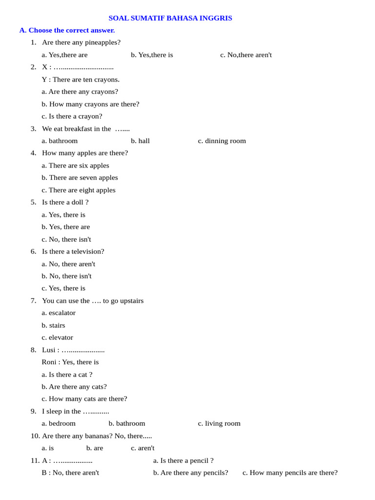 Soal Bahasa Inggris Sd Kelas 1 Pdf Bedroom Home