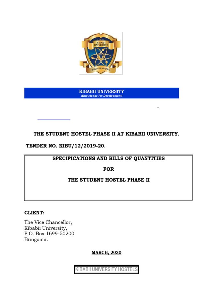 Hostels Main Works Document | PDF | General Contractor | Addendum