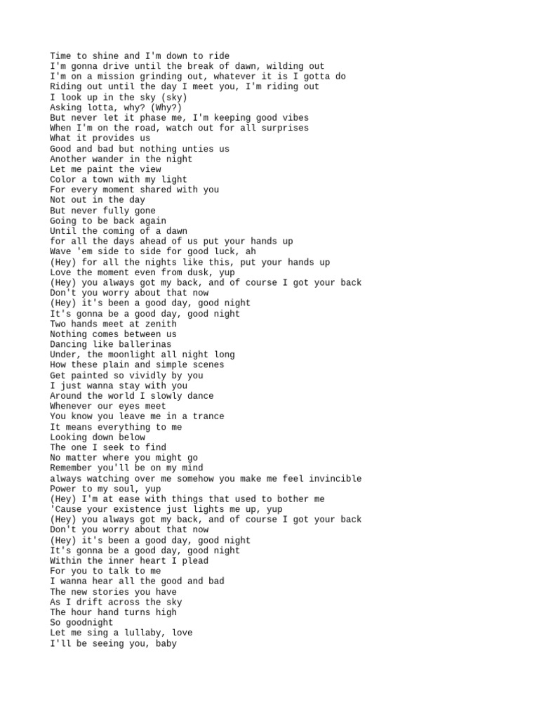 Color Your Night Lyrics | PDF
