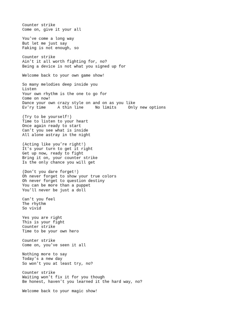 Counter Strike Lyrics | PDF
