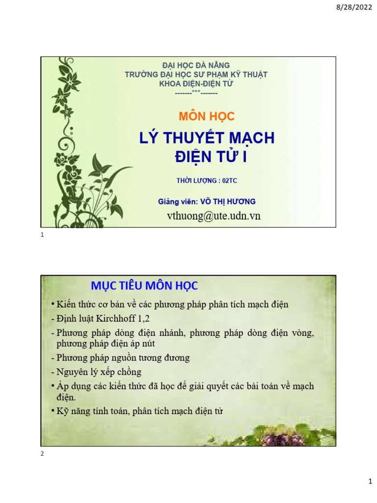 Ly Thuyet Mach Dien Tu 1 | PDF