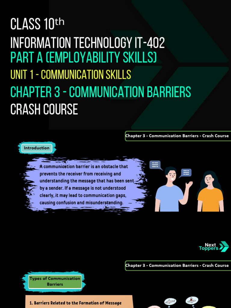 Unit 2 - Communication Skills Chapter 3 Communication Barriers ...