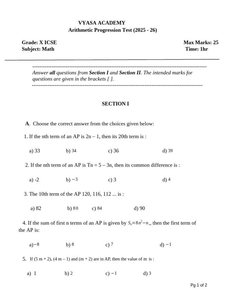 Arithmetic Progression | PDF | Mathematics