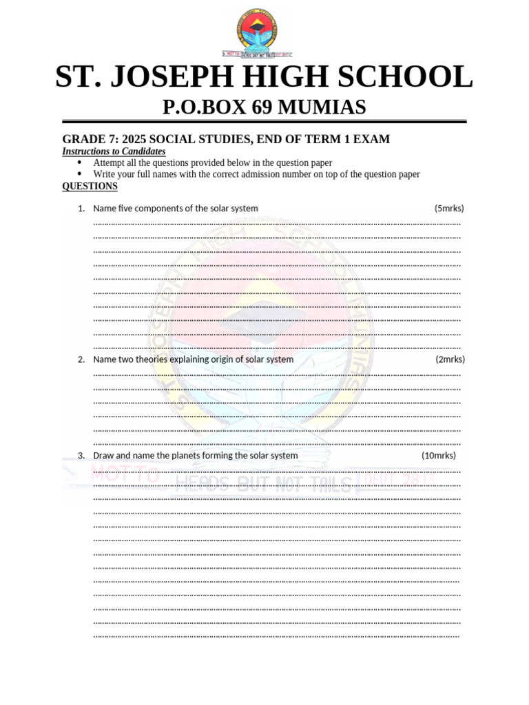 Grade 7 Social Studies Exam | PDF