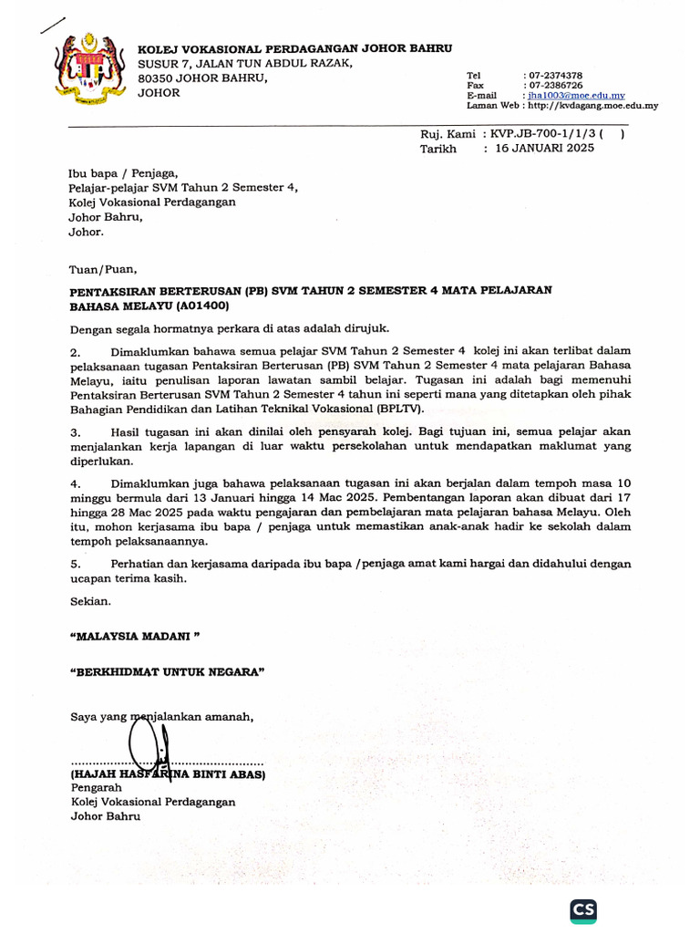 Surat Kebenaran PB BM Sem4 | PDF