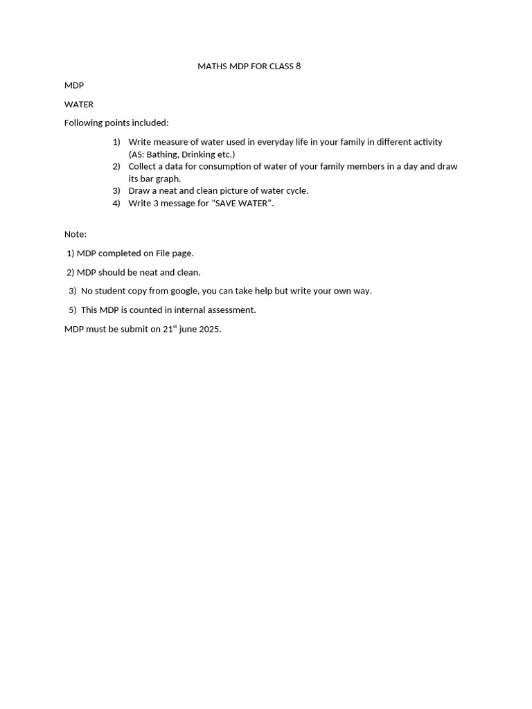 Maths MDP For Class 8 | PDF