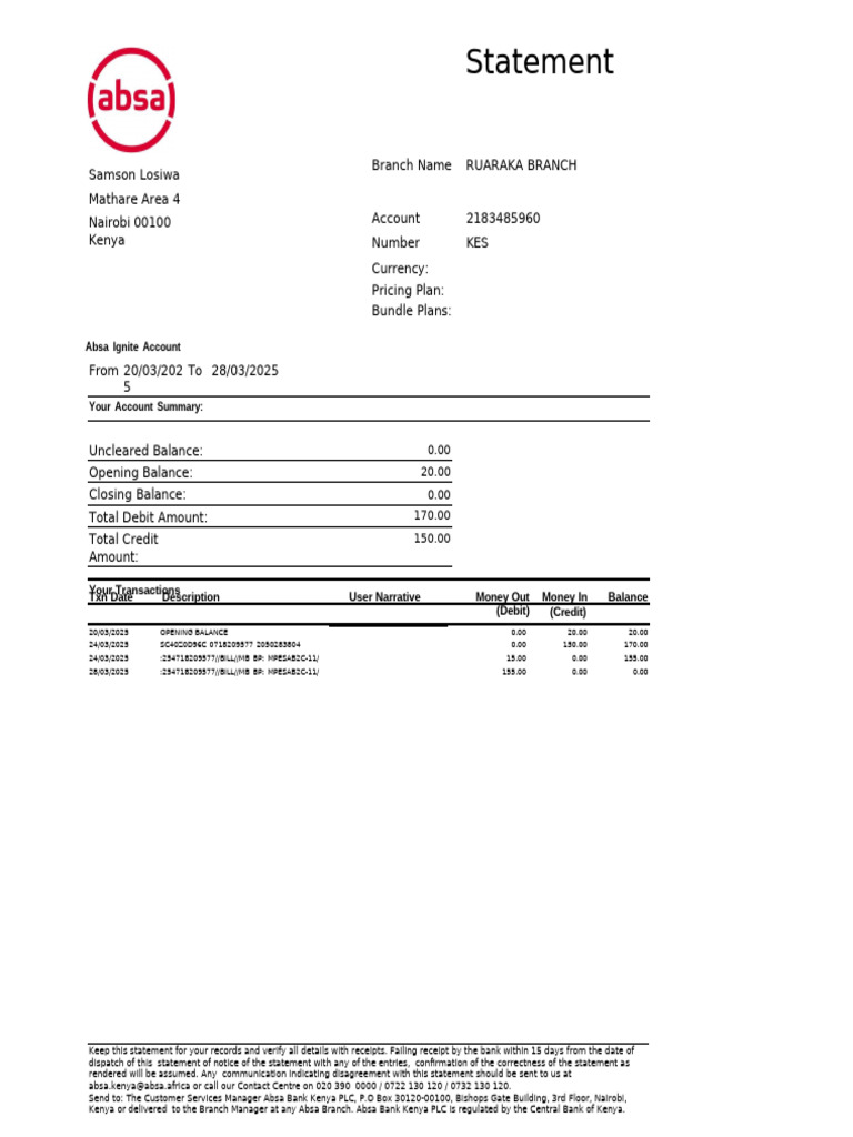 Absa_eStatement_Acc_2050_20240411_unlocked | PDF | Debits And Credits ...
