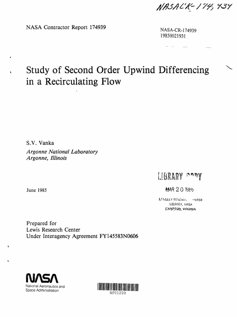 Study of Second Order Upwind Differencing in A Recirculating Vhl1t2gcox ...