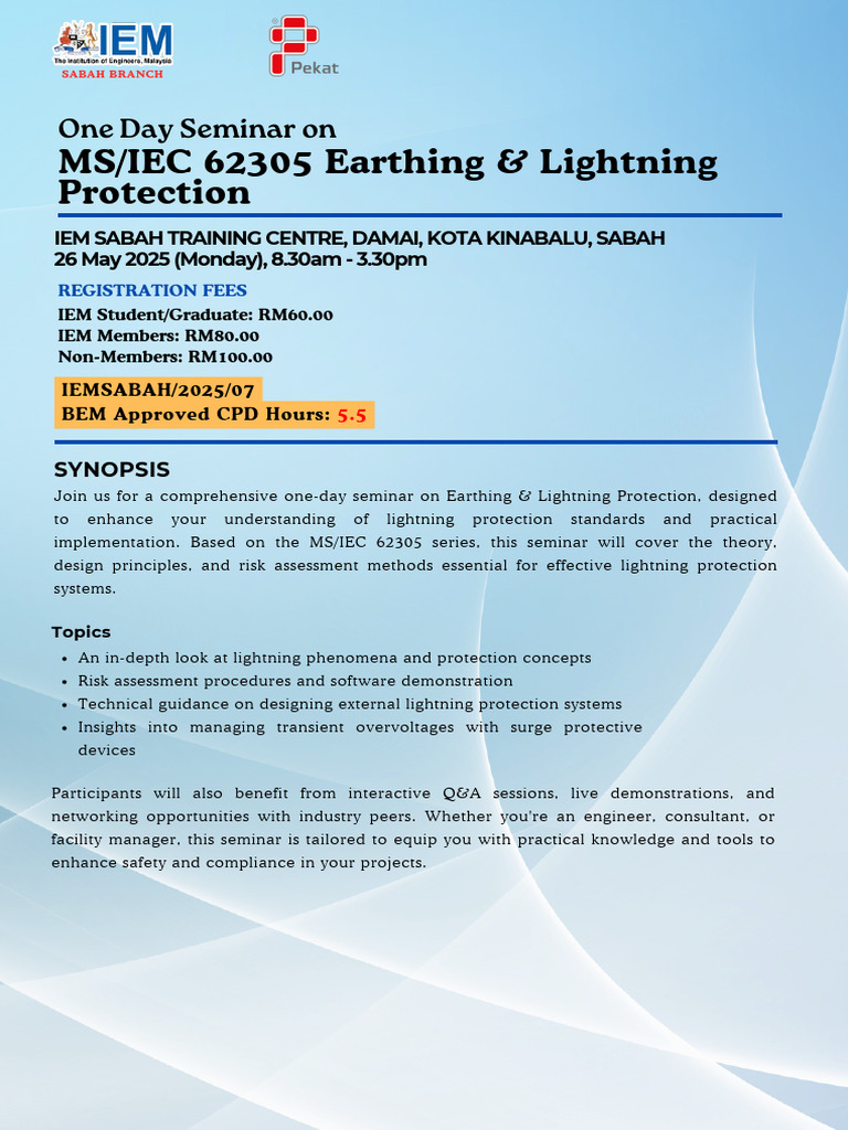 MS/IEC 62305 Lightning Protection Seminar | PDF | Lightning