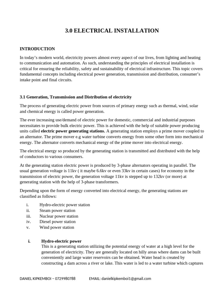 Electrical Installation Overview | PDF | Electric Power Distribution ...