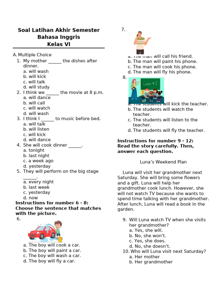 Soal Latihan Akhir Semester Bahasa Inggris | PDF