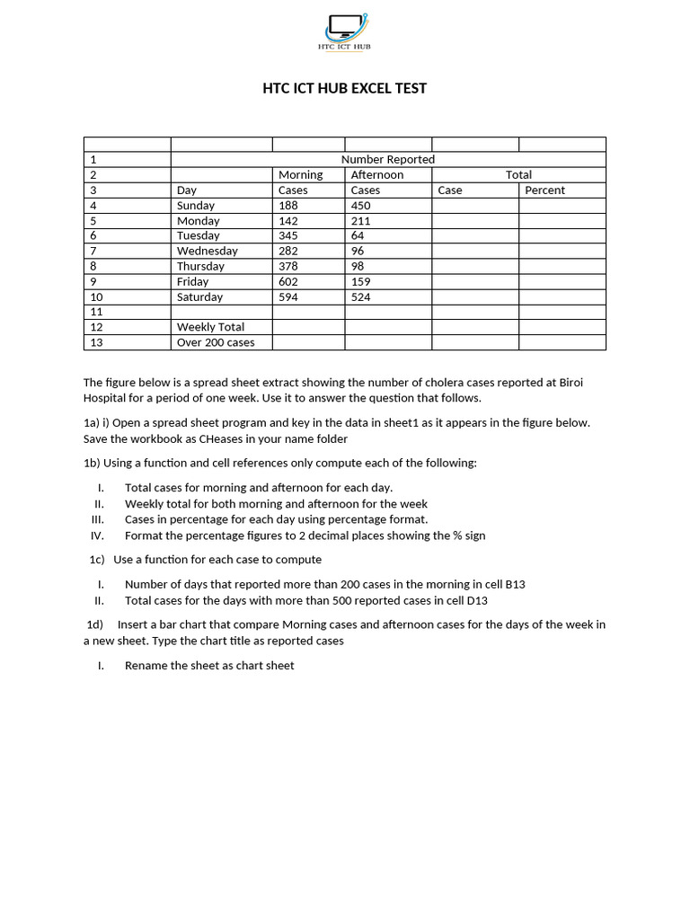 Excel Practical Test 1 | PDF