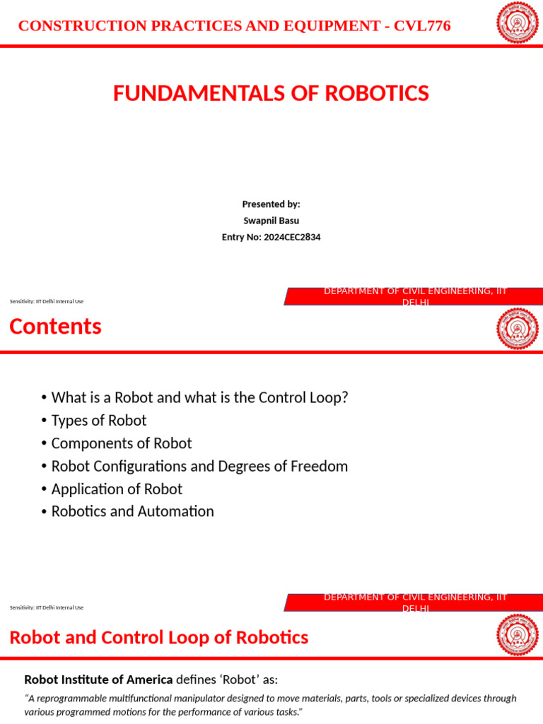 Fundamentals of Robotics | PDF | Robot | Robotics