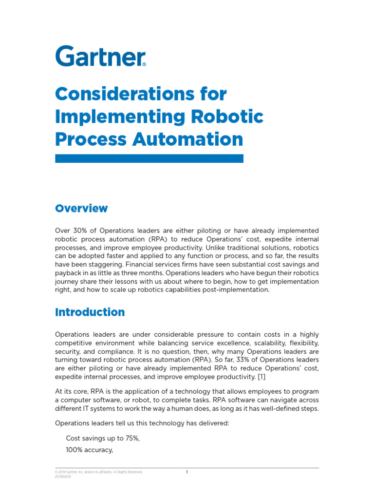 Considerations For Implementing Robotic Process Automation | PDF | Business | Computing