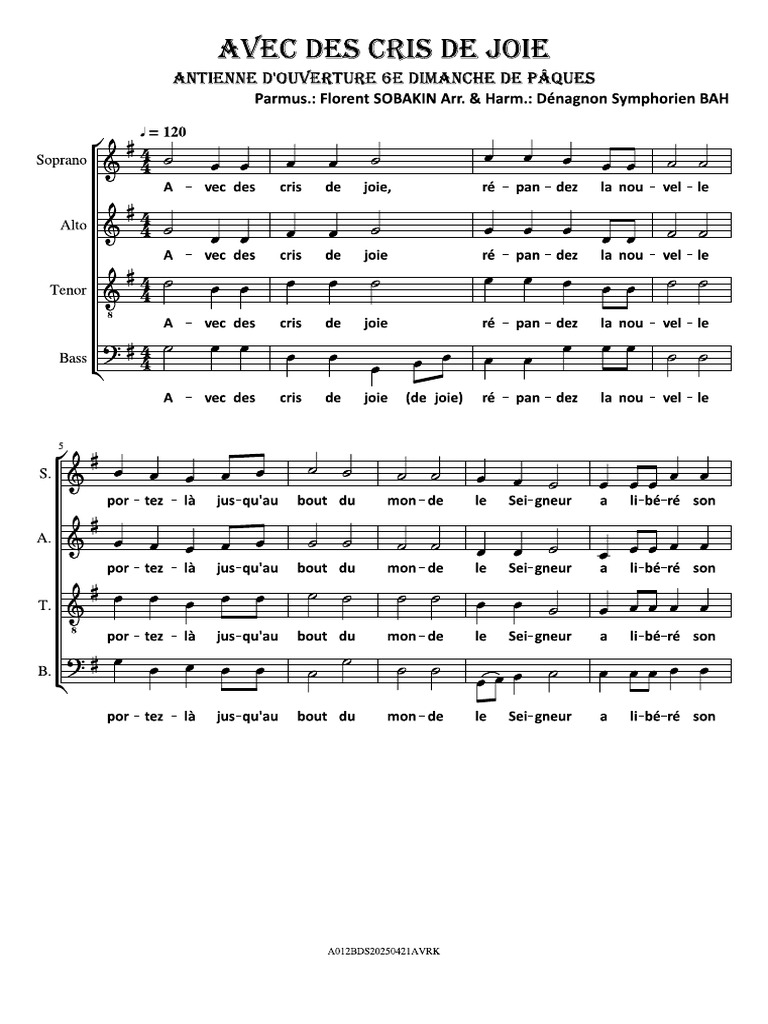 Avec Des Cris de Joie | PDF