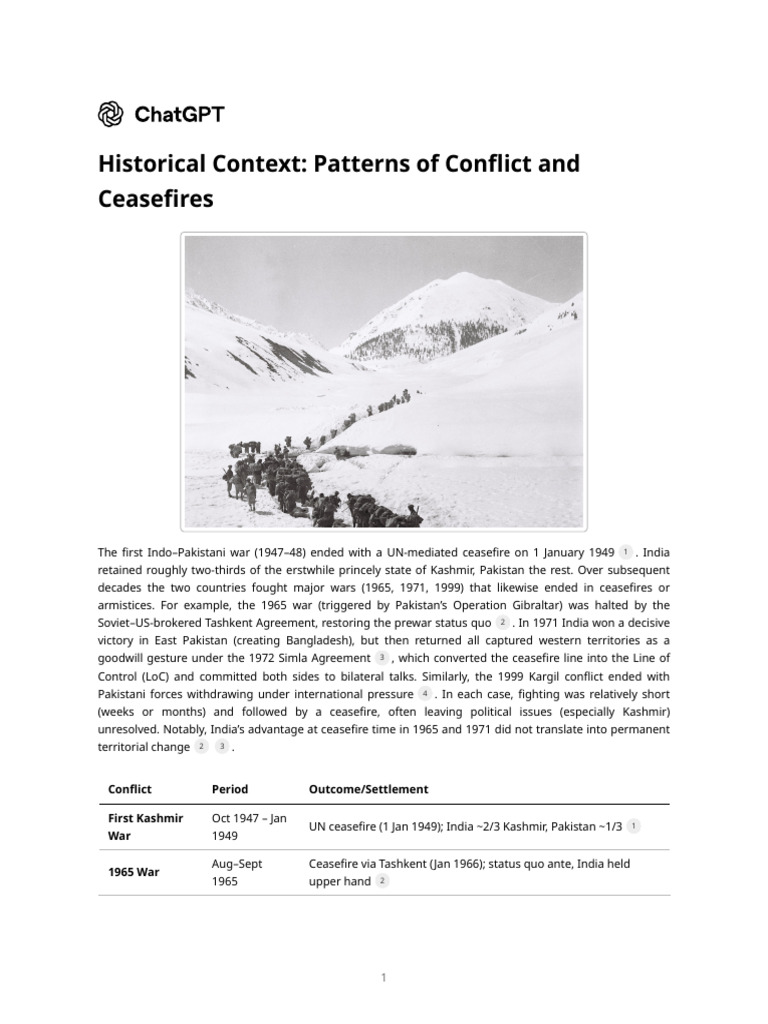 Historical Context_ Patterns of Conflict and Ceasefires | PDF | Pakistan | International Security