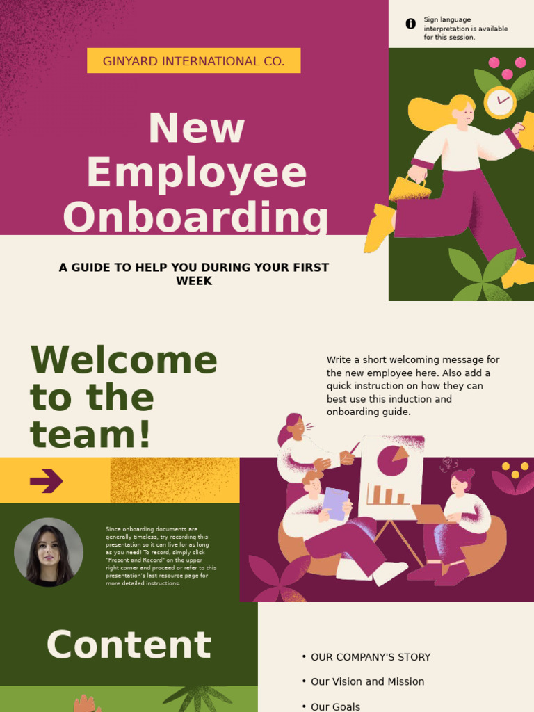 Green Purple Illustrative New Hire Onboarding Employee Presentation ...