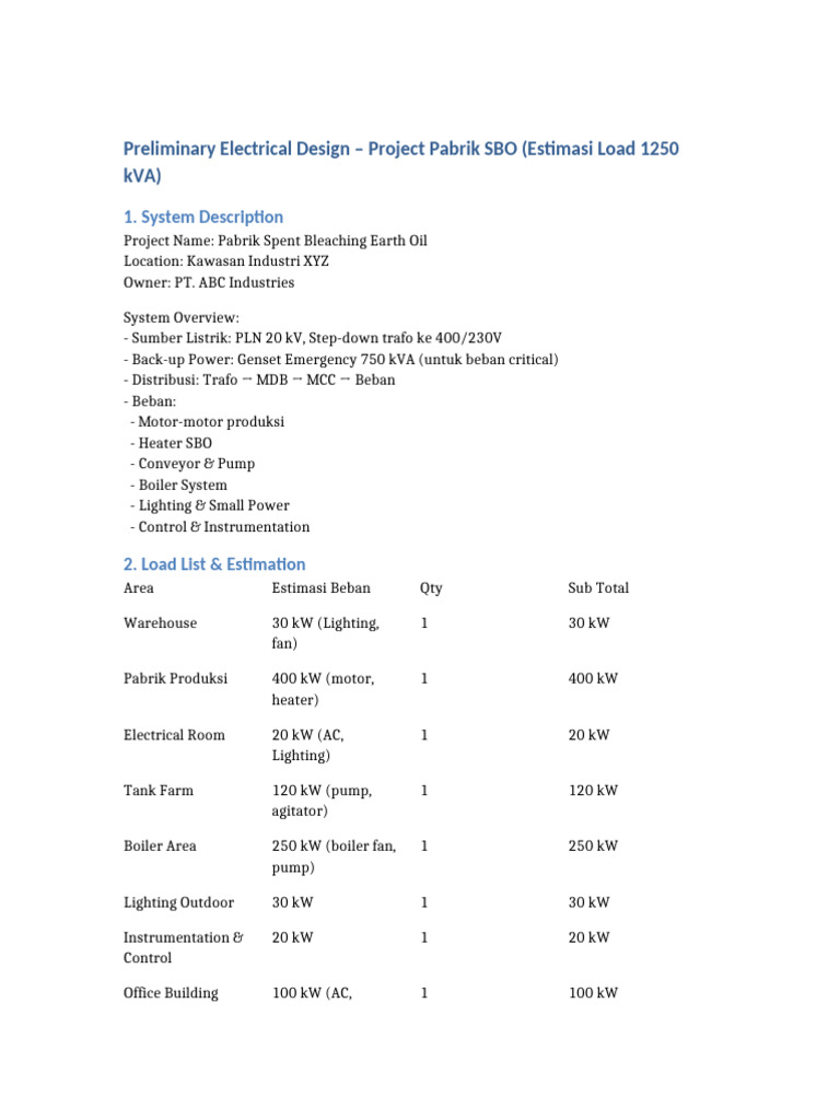 Preliminary_Design_Electrical_SBO | PDF | Transformer | Energy Technology