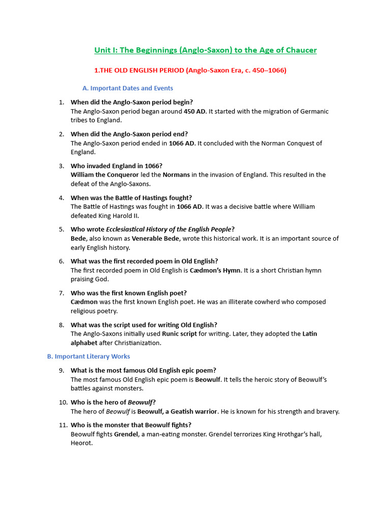 Overview of English Literary Periods | PDF | Paradise Lost | The Faerie ...