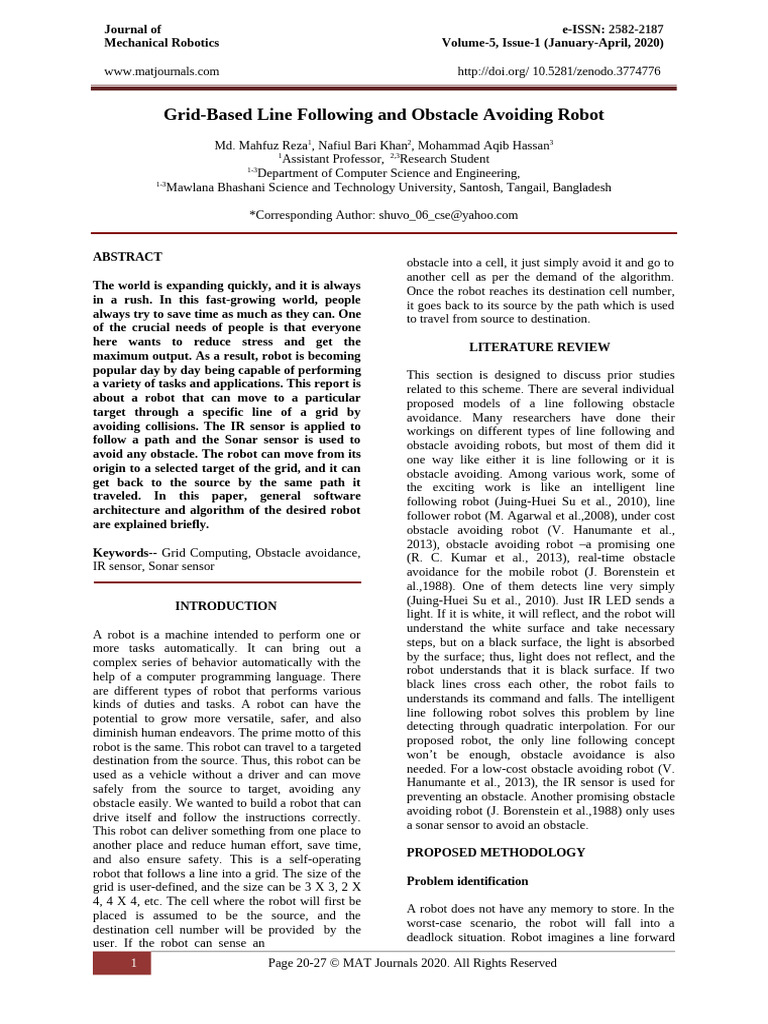 Grid Based Line Following and Obstacle Avoiding Robot Paper | PDF ...