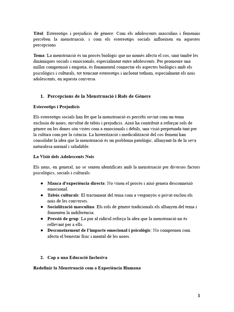 Presentació Menstruació | PDF