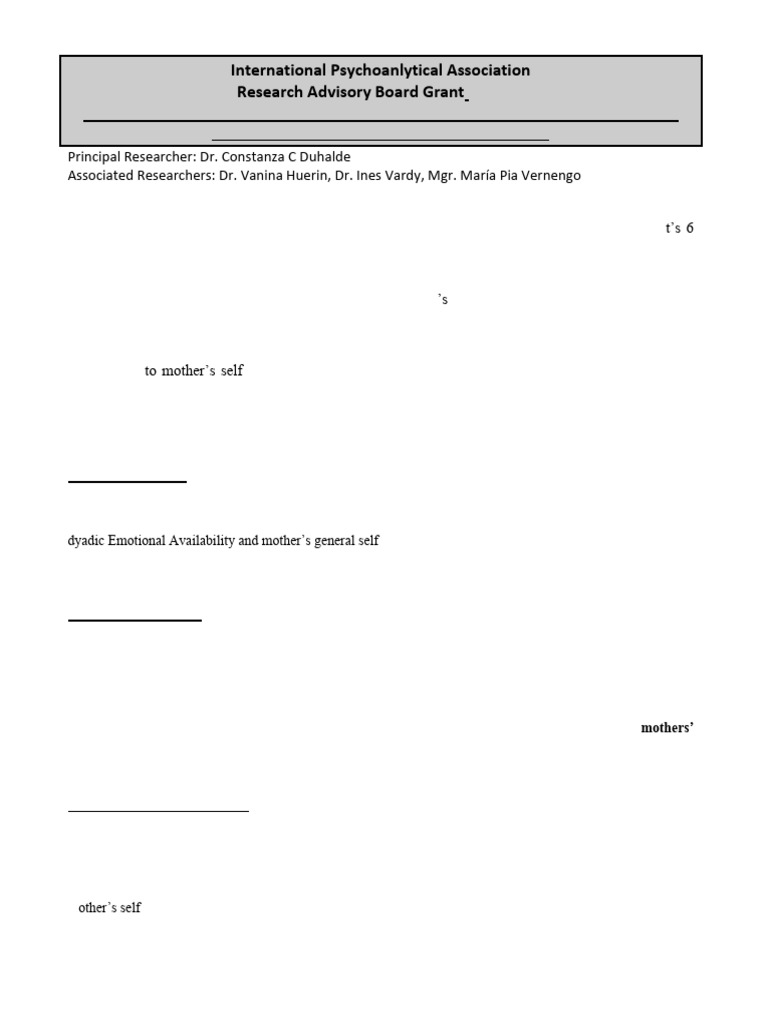 Study of Emotional Availability | PDF | Emotional Self Regulation ...