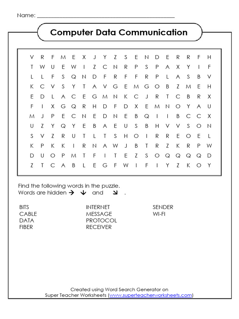 Super Teacher Worksheets Computer Data Communication | PDF | Word Search | Communication