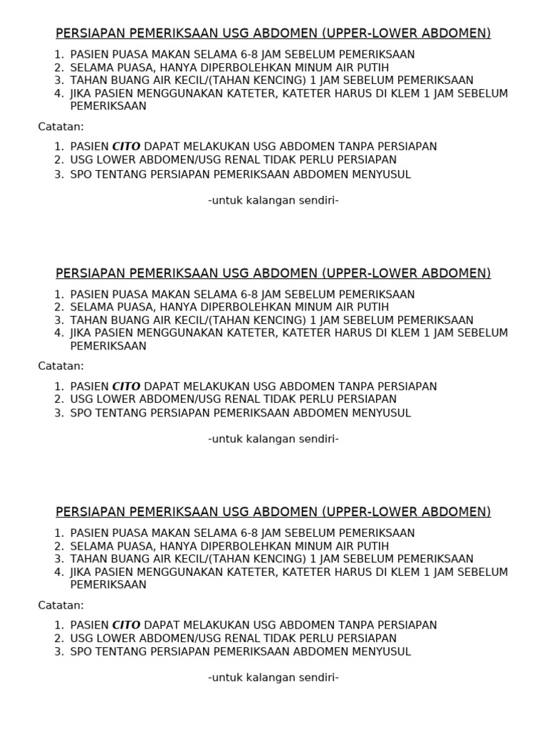 Persiapan Pemeriksaan Usg Abdomen | PDF