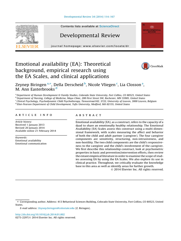 Emotional Availability EA Theoretical Ba | PDF | Attachment Theory ...