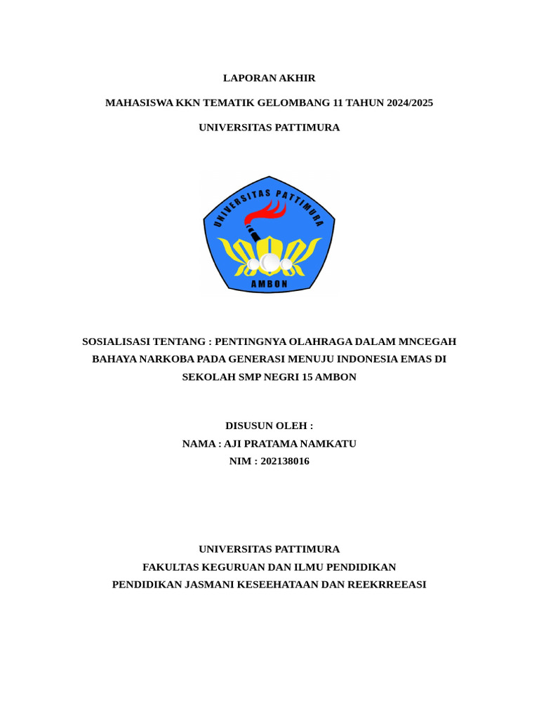 Laporan KKN AJI PRATAMA NAMKATU | PDF