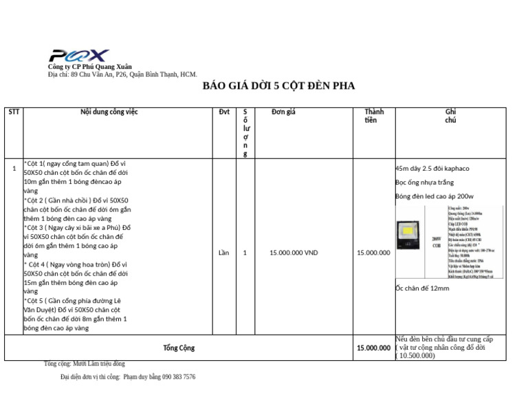 Doi 5cay Cot Den Pha Cao A | PDF