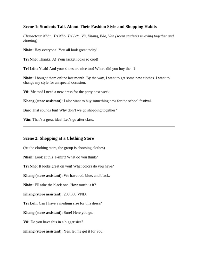 Students Discuss Fashion and Shopping | PDF
