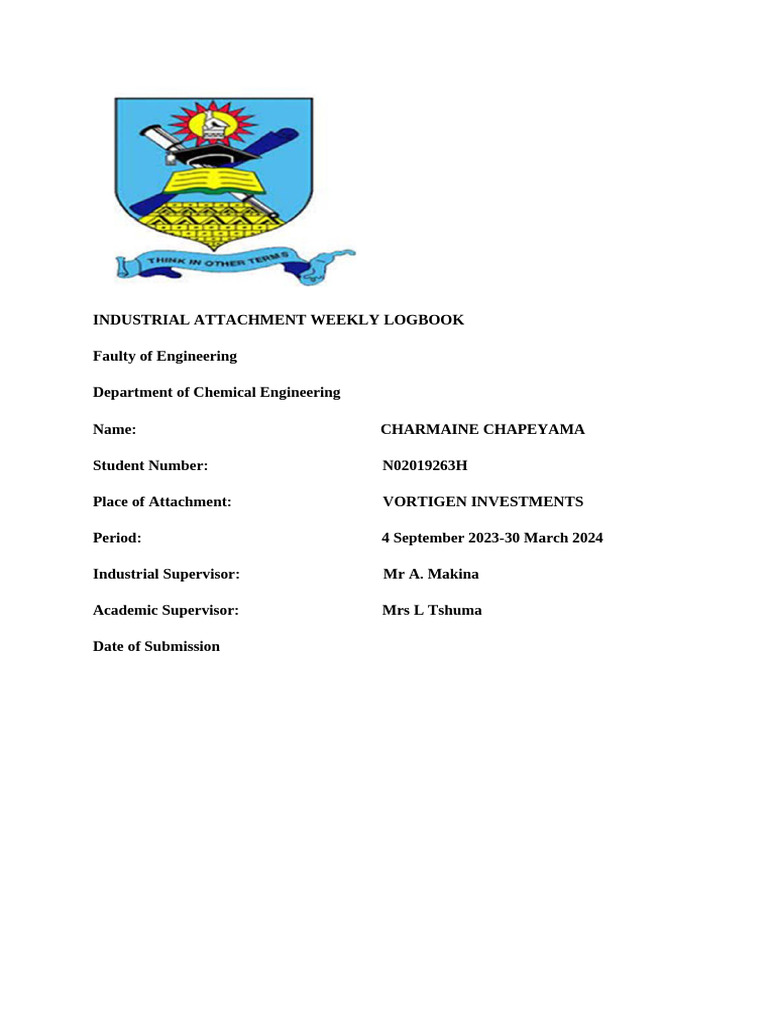 Weekly Logbook for Chemical Engineering Internship | PDF | Supply Chain ...