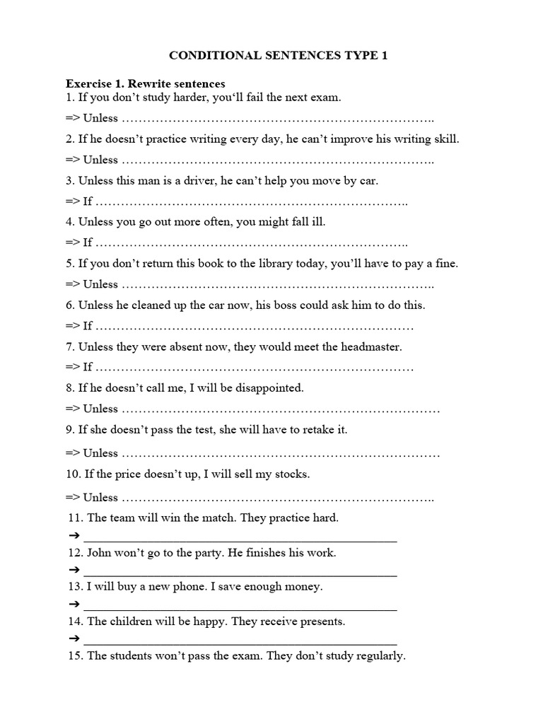 Conditional Sentences Type 1 | PDF | Syntax | Grammar