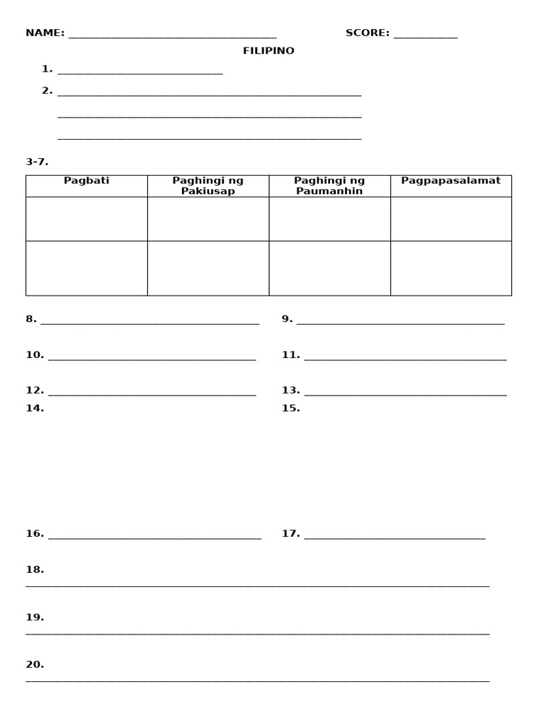 ANSWER SHEET - Q2 | PDF