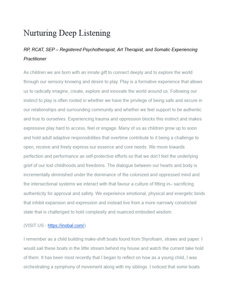 Nurturing Deep Listening | PDF | Love | Psychology