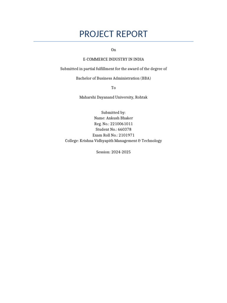 BBA Ecommerce Project Report | PDF | E Commerce | Economies