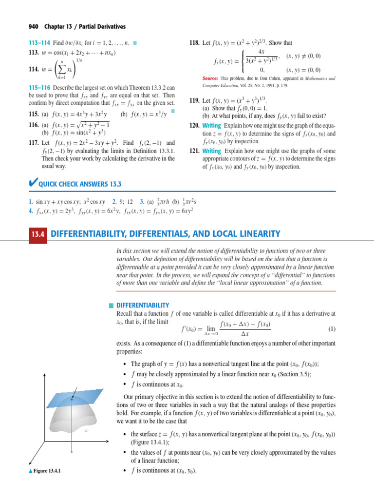 13.4 Differentiability, Differentials, Andlocallinearity | PDF | Function (Mathematics) | Derivative