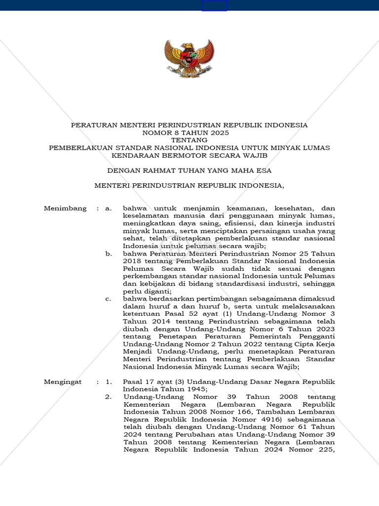 Permen Perin 8 2025 | PDF